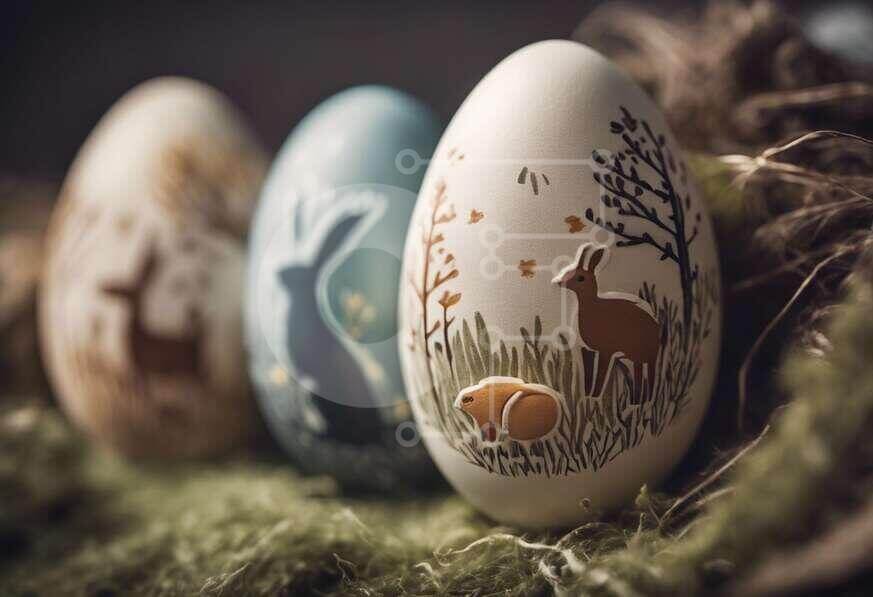Colorful Easter Eggs with Animal Designs stock photo | Creative Fabrica