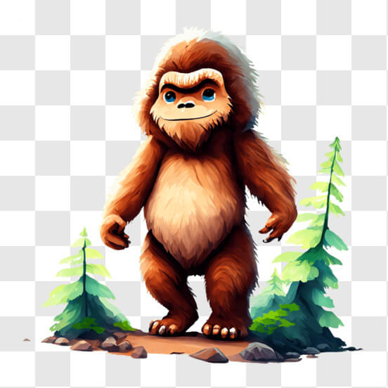 Download Bigfoot in the Woods surrounded by Trees PNGs Online - Creative Fabrica