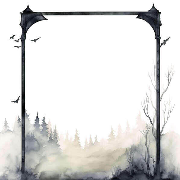 Download Creepy Black and White Painting with Ornate Frame in the Woods ...