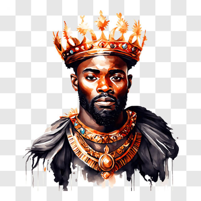 Download Portrait of a Black African King with Elaborate Crown and ...