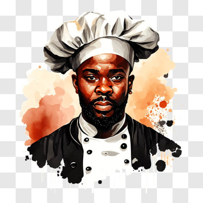 Download Black Chef in Painted Portrait PNGs Online - Creative Fabrica