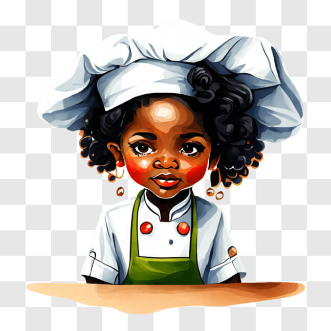 Download African-American Girl Chef Cartoon with Utensils PNGs Online ...