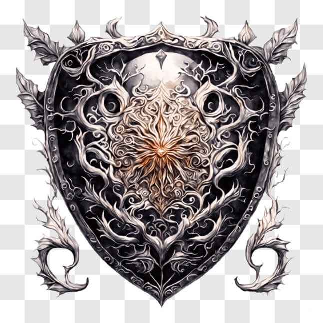Download Ornate Shield with Sun Decoration PNGs Online - Creative Fabrica
