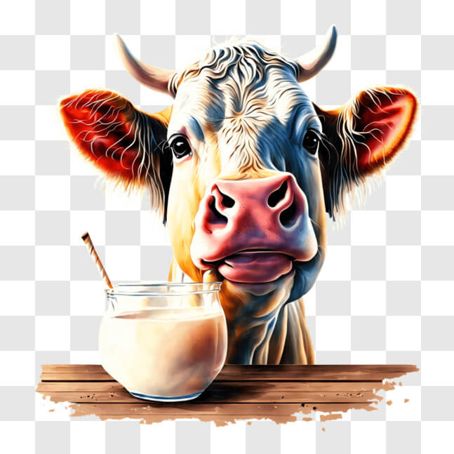 Descarga Vaca Feliz Bebiendo Leche de un Vaso PNGs En Línea - Creative ...