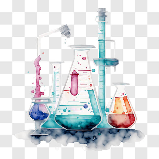Download Watercolor Illustration of Beakers and Test Tubes for Science ...
