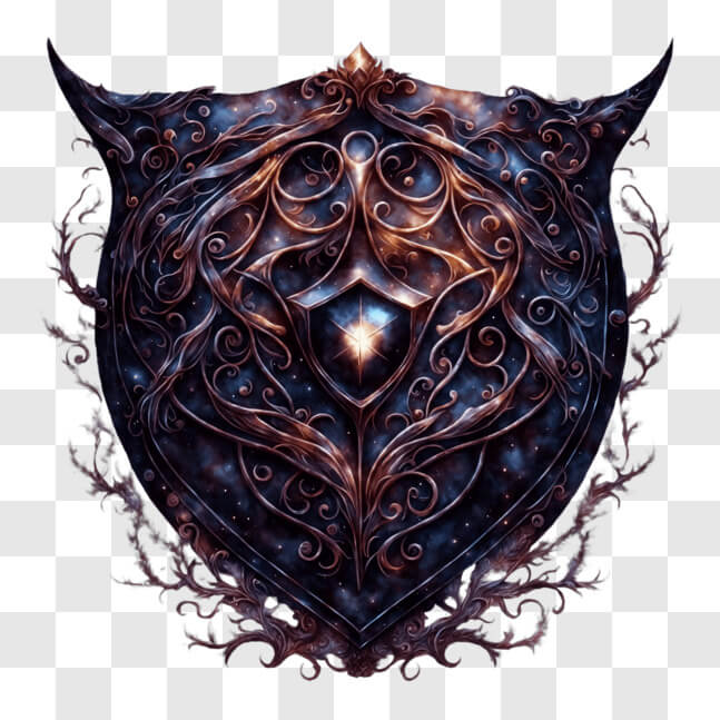 Download Ornate Shield with Starry Sky and Swirling Vines PNGs Online ...