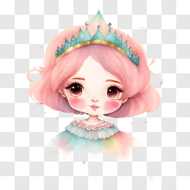 Download Cartoon Girl With Pink Hair And Elaborate Crown Pngs Online Creative Fabrica
