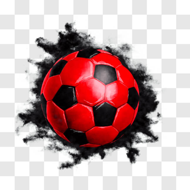 Download Red and Black Soccer Ball in Space PNGs Online - Creative Fabrica