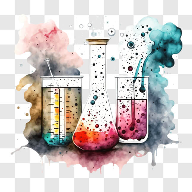 Download Colorful Chemistry Laboratory Experiment with Beakers and Test ...
