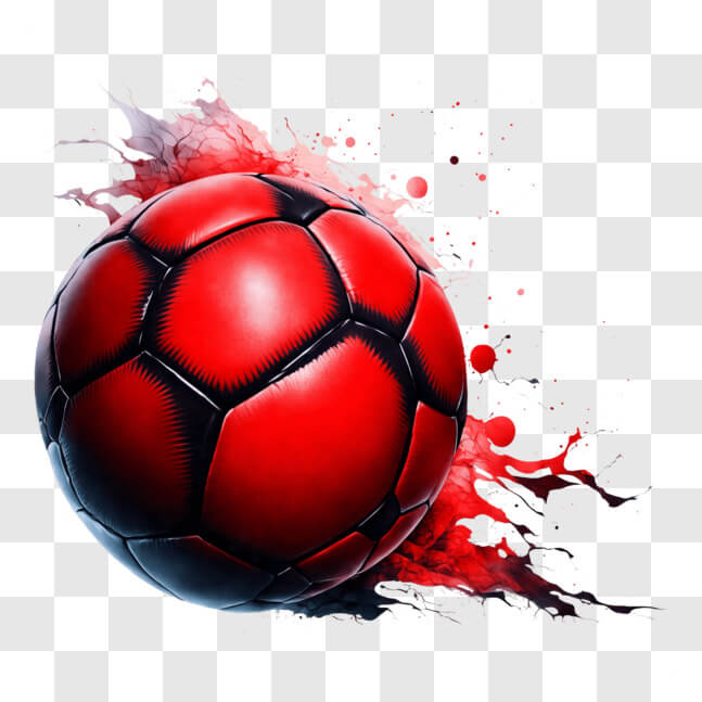 Download Red Soccer Ball Splashed with Black Paint PNGs Online ...