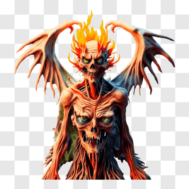 Download Demon-Like Creature with Wings and Flames PNGs Online ...