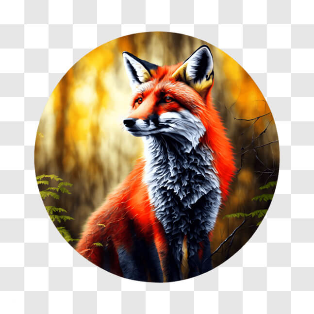 Download Red Fox in the Woods Looking Up at Camera PNGs Online - Creative Fabrica