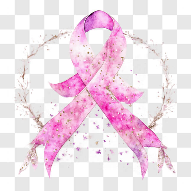 Download Breast Cancer Awareness Pink Ribbon and Wreath Watercolor ...