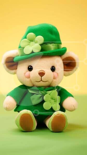 St. Patrick's Day Teddy Bear with Leprechaun Hat and Clover stock photo ...