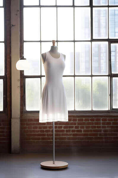 Download White Dress Mannequin In Open Space With Large Windows Mockups Online Creative Fabrica