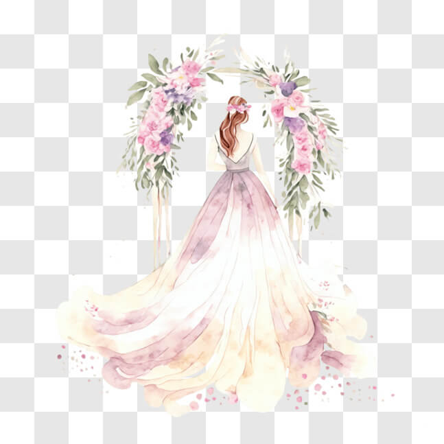 Download Elegant Bride Under Flower Arch Illustration PNGs Online ...
