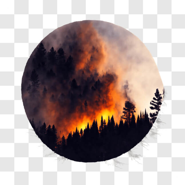 Download Ongoing Forest Fire with Dark Clouds and Trees PNGs Online ...