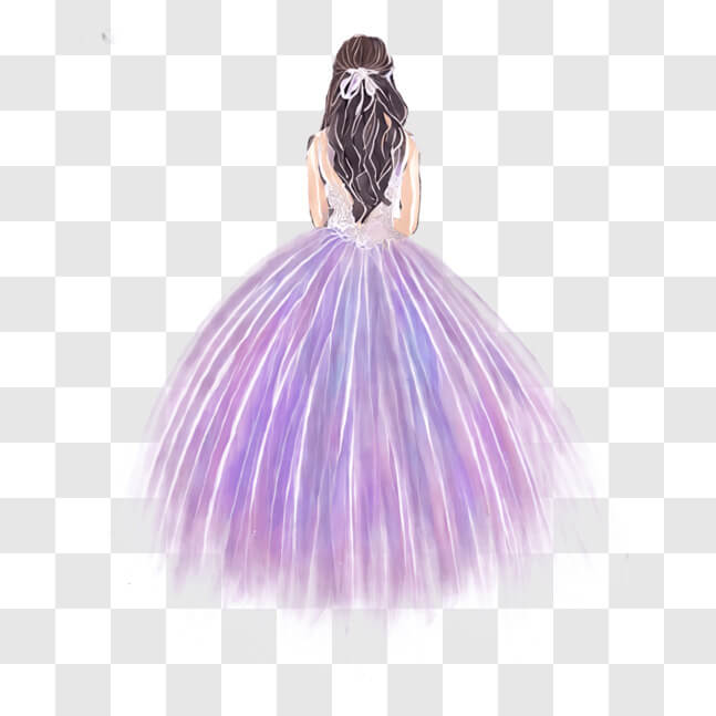 Download Elegant Woman in Purple Ball Gown with Flowing Hair PNGs ...