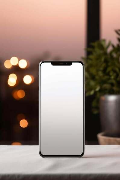 Download White Smartphone on Table with Open Window View Mockups Online ...