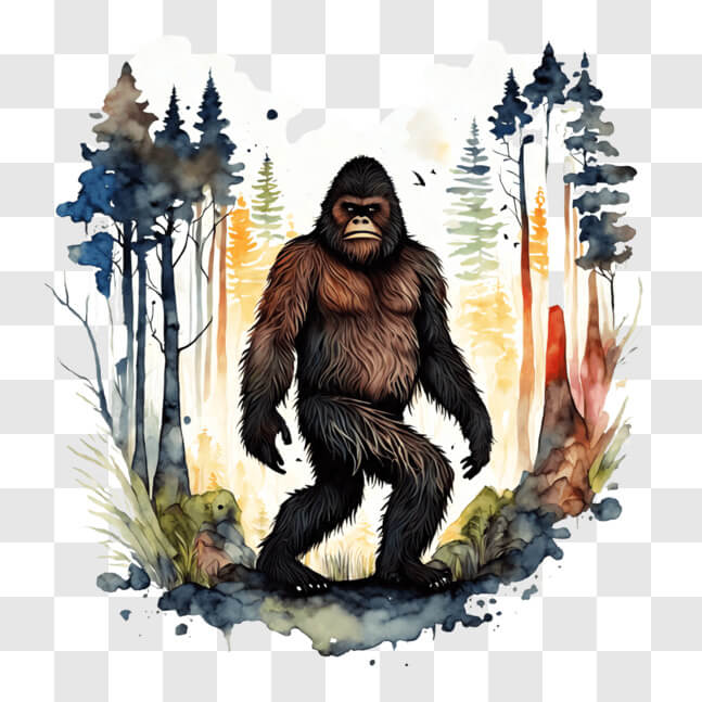 Download Bigfoot in the Woods surrounded by Trees PNGs Online ...