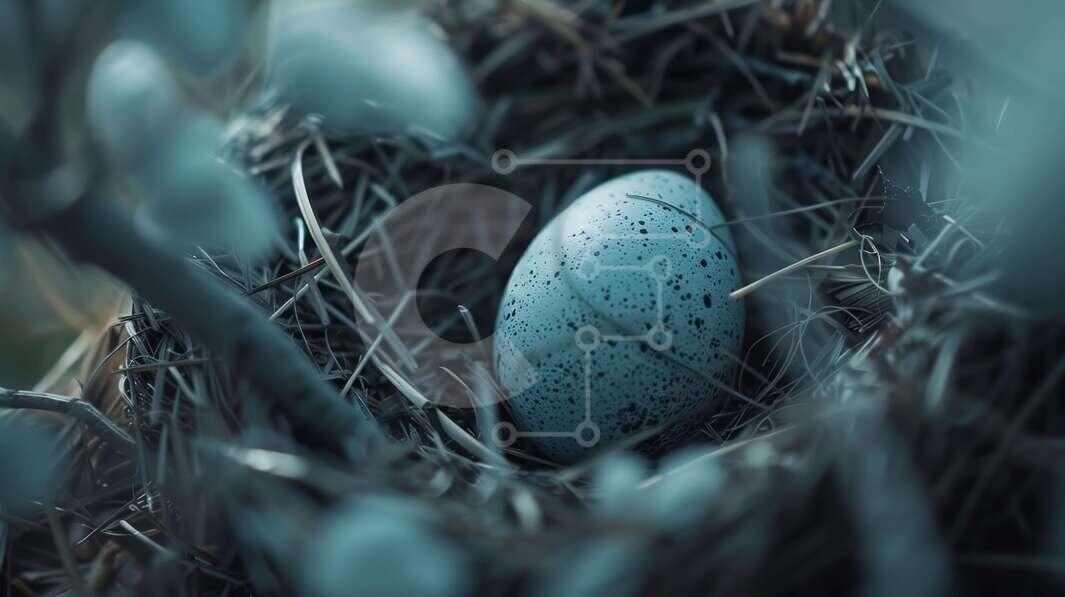 Beautiful Blue Egg in a Bird's Nest stock photo | Creative Fabrica