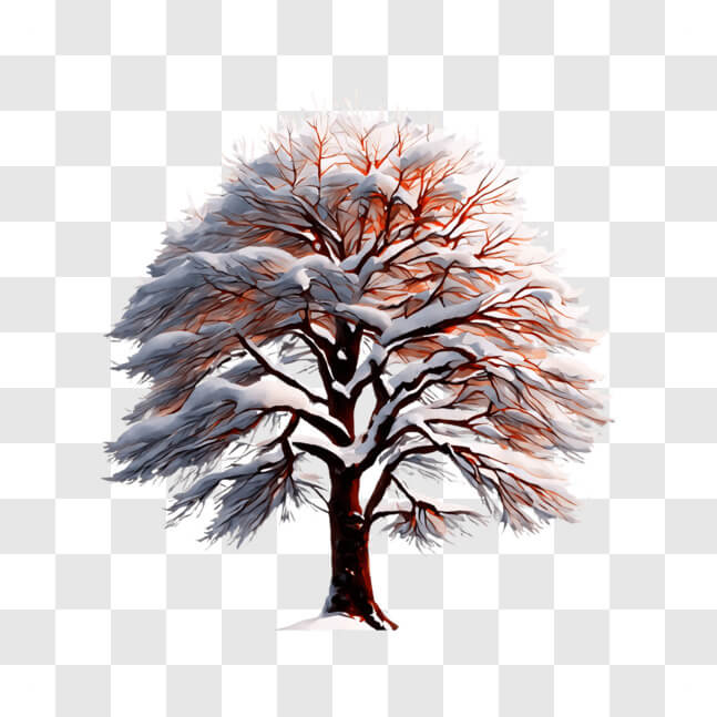 Download Snow-Covered Tree in Winter PNGs Online - Creative Fabrica