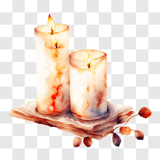 Descarga Velas temáticas de otoño con hojas y flores en papel PNGs En ...