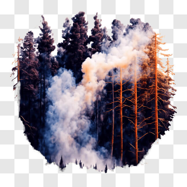 Download Forest Fire with Smoke Rising from Trees PNGs Online ...