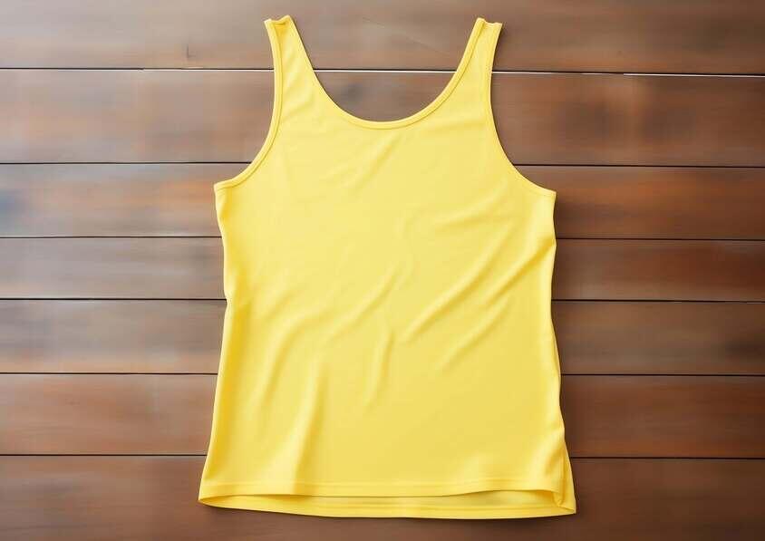 Download Yellow Tank Top on Wooden Background Mockups Online - Creative ...