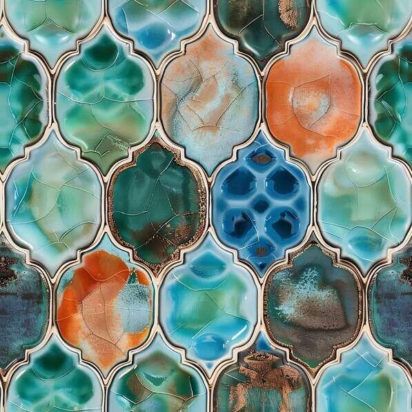 Download Colorful Ceramic Tiled Wall Close-up Patterns Online - Creative Fabrica