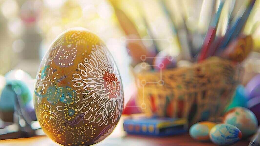 Vibrant Easter Eggs and Crafts for Spring stock photo | Creative Fabrica