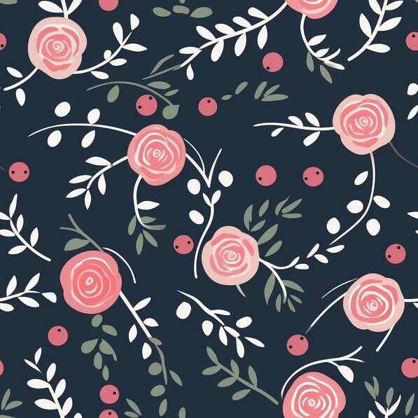 Download Seamless Rose Pattern with Green Leaves Patterns Online ...
