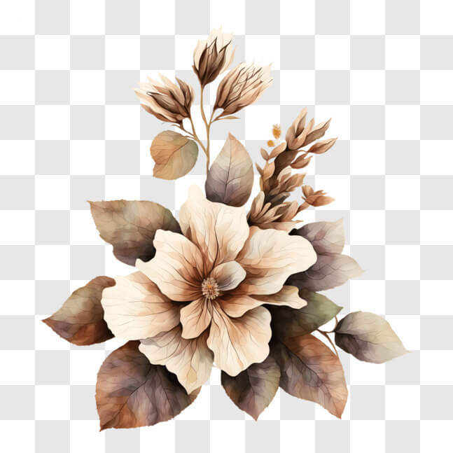 Download Bouquet of Brown and Beige Flowers on Black Background PNGs ...