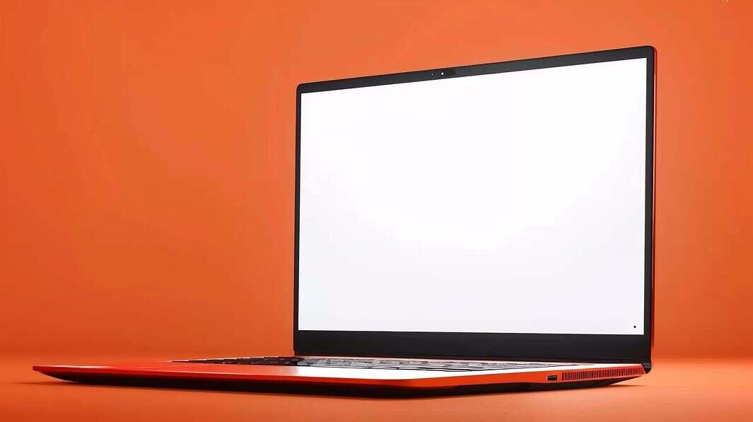 Download Laptop Computer on Orange Background Mockups Online - Creative ...