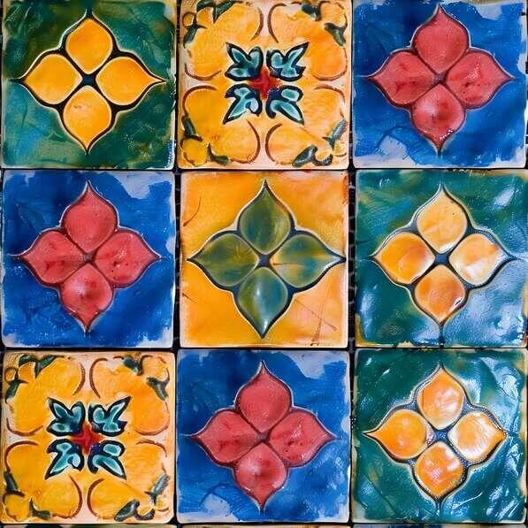 Download Colorful Ceramic Tiles on Table Patterns Online - Creative Fabrica