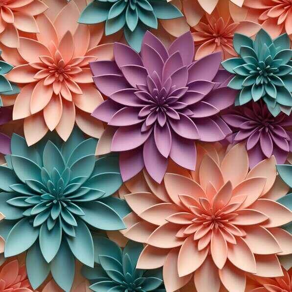 Download Colorful Paper Flower Pattern in Blue, Green, and Orange ...