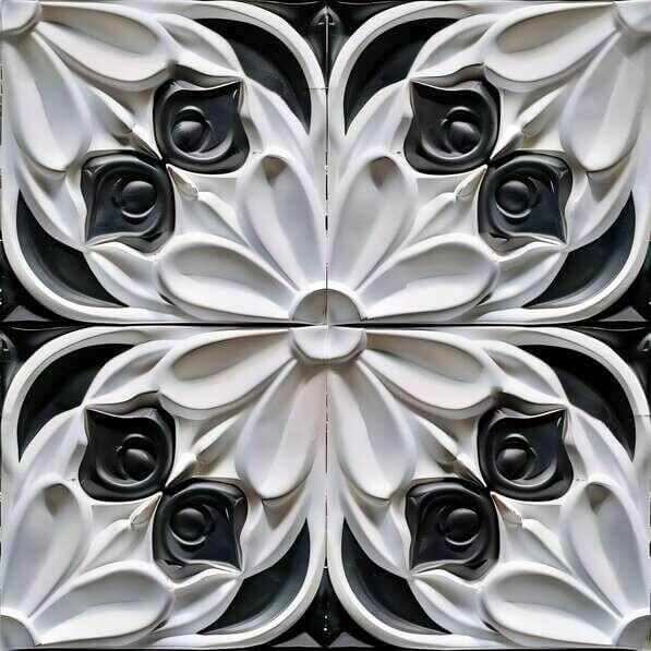 Download Black and White Floral Patterned Tile Design Patterns Online ...