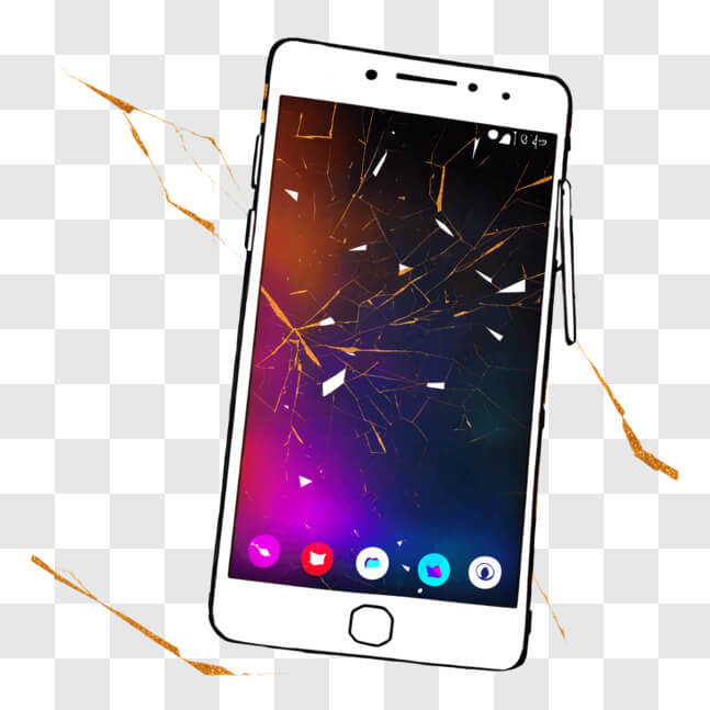 Download White Smartphone with Cracked Screen and Social Media Icons ...