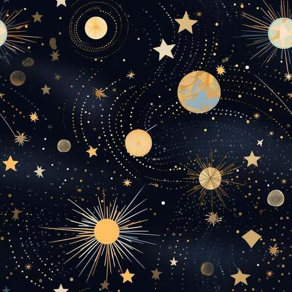 Download Seamless Space Pattern with Stars and Planets on Dark Blue ...