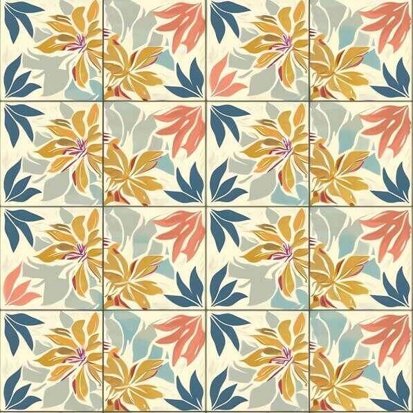 Download Colorful Tile Pattern with Floral Designs Patterns Online ...