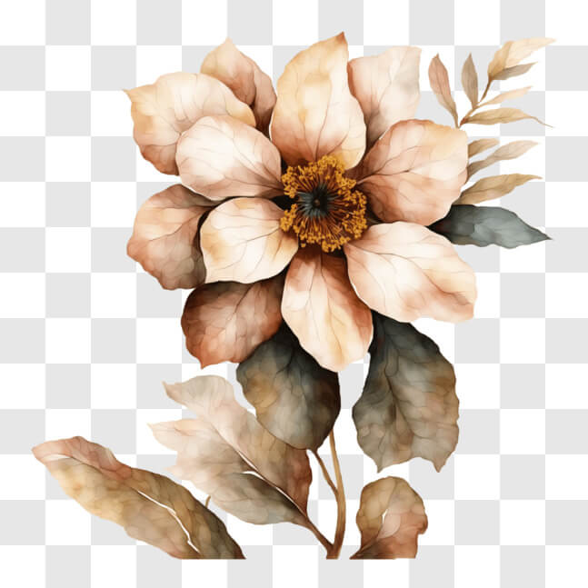 Download Watercolor Flower in Earthy Tones PNGs Online - Creative Fabrica
