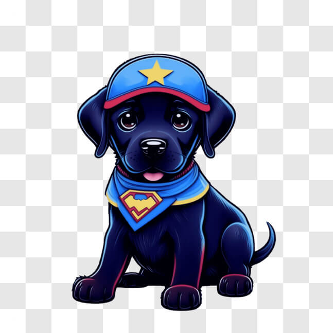 Download Black Labrador Puppy in Superhero Outfit PNGs Online ...