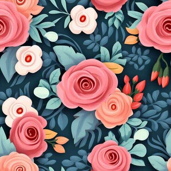 Download Seamless Pink Rose Floral Pattern Patterns Online - Creative ...