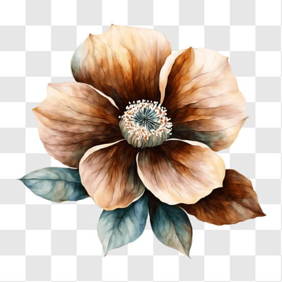 Download Brown Flower Artistic Painting on Black Background PNGs Online ...