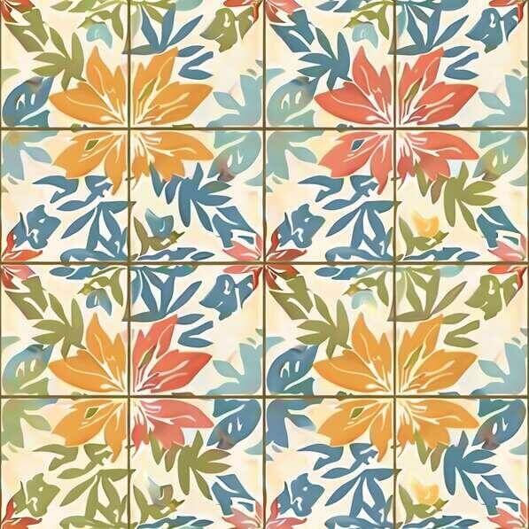 Download Colorful Flower and Leaf Tile Pattern Patterns Online ...