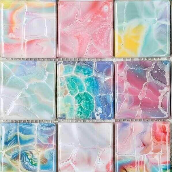 Download Colorful Marbled Tile Coasters Set Patterns Online - Creative ...