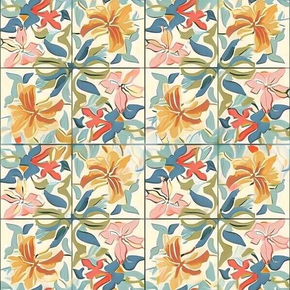 Download Traditional Mexican Tile Pattern with Colorful Flowers ...