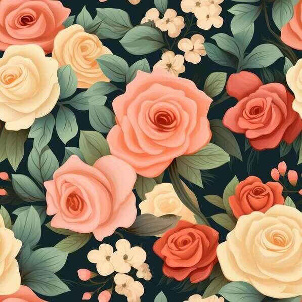 Download Seamless Floral Pattern with Pink and Peach Roses Patterns ...
