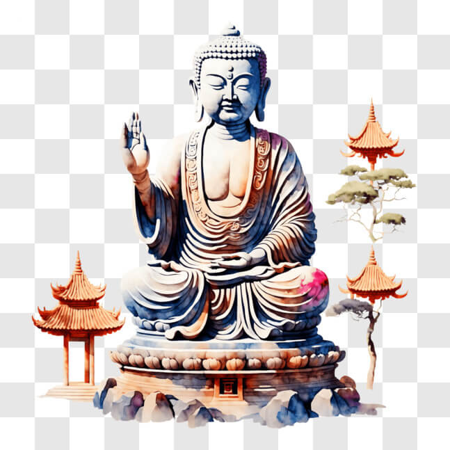 Download Buddha Statue in Asian-Inspired Landscape PNGs Online ...