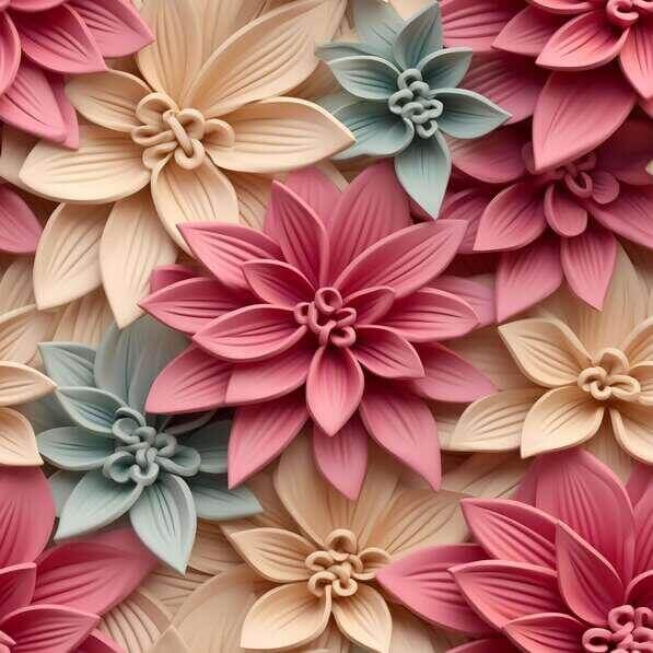 Download 3D Floral Pattern in Pink, Blue, and Green Patterns Online ...